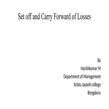 set off and carry forward of losses from losses from different sources ...