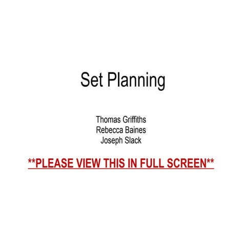 Set planning FINAL | PPT