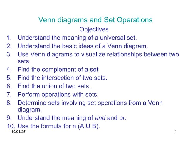 Union & Intersection of Sets | PPTX