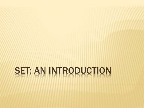 Sets in Mathimatics ,basic definitions and examples | PPT