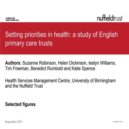 Setting priorities in health: A study of English primary care trusts | PPT | Free Download