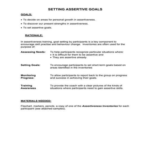 SETTING ASSERTIVE GOALS | PDF