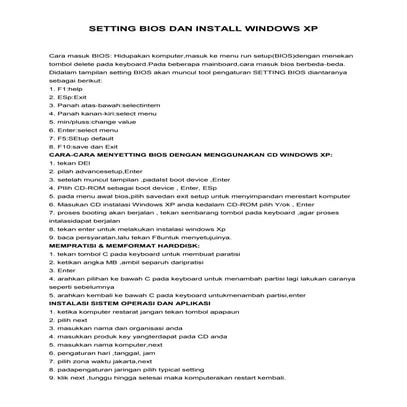 Setting bios dan install windows | DOCX