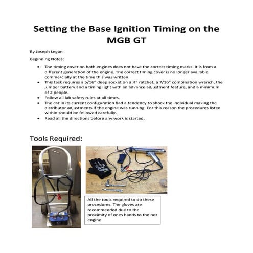 Setting The Base Ignition Timing On The MGB GT | PDF