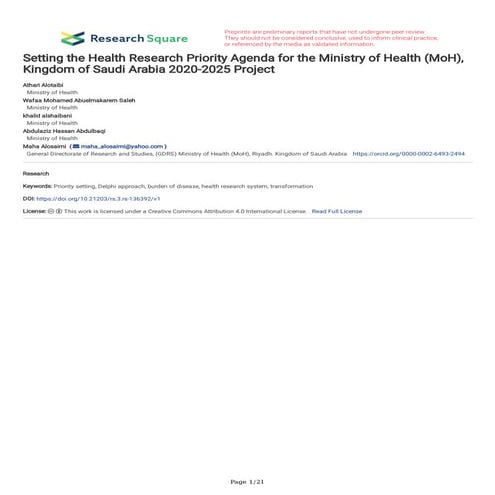 Setting the health_research_priority_agenda_for_moh | PDF