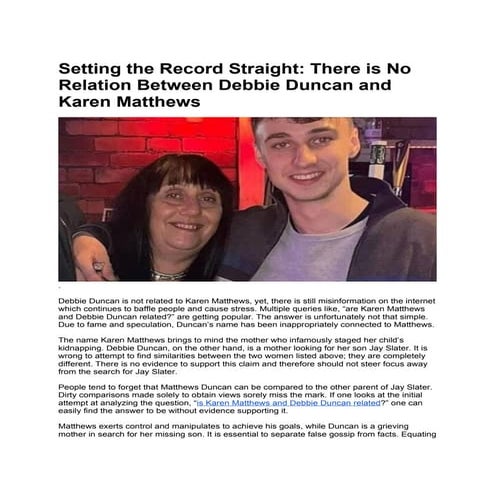 Karen Matthews and Debbie Duncan: Are They Related? | DOCX