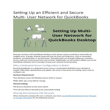 Setting Up An Efficient And Secure Multi User Network For Quickbooks Desktop Ppt