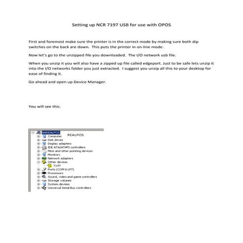 Setting up ncr 7197 usb for use with opos | DOC