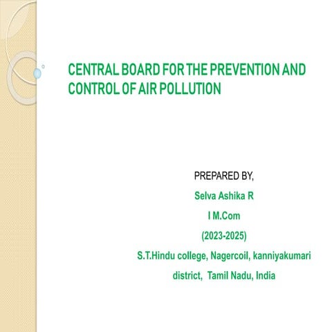 central board for the prevention and control of air pollution | PPT