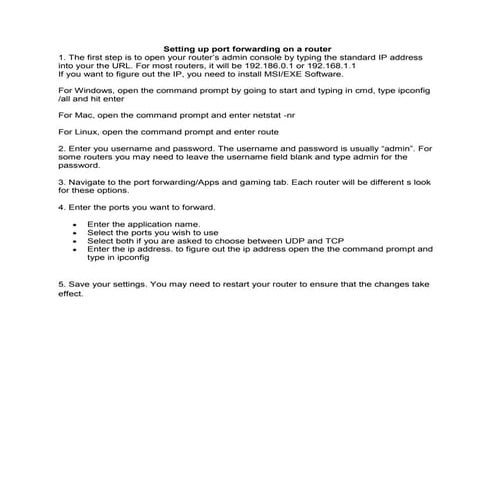 Setting Up Port Forwarding On A Router Docx Computer Networking 2327