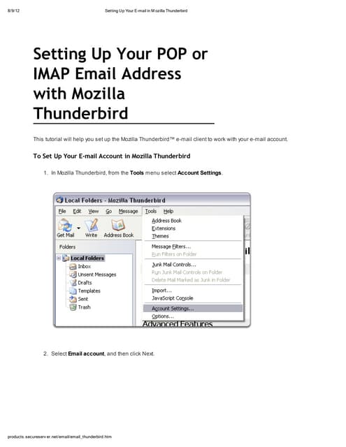 Setting up your e mail in mozilla thunderbird | PDF Setting up your e mail in mozilla thunderbird | PDF