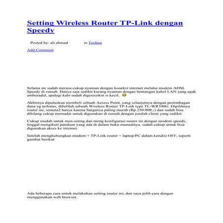 Setting wireless router tp | DOCX