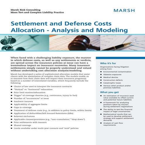 Settlement And Def Costs Allocations Fact Sheet 122010 | PDF