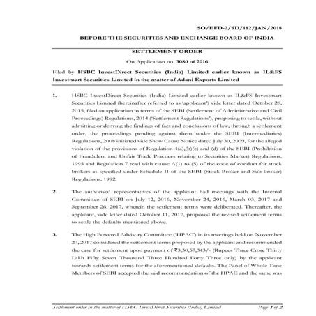 Settlement order in respect of HSBC InvestDirect Securities (India).pdf ...