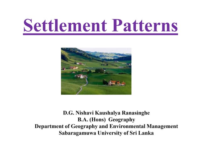 Settlement Patterns | PPT