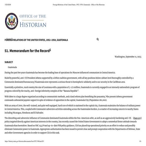 Guatemalan Coup 1954 | PPTX