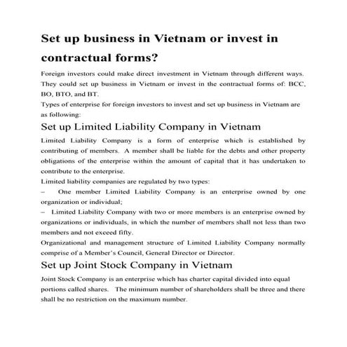 Set up business in Vietnam or invest in contractual forms.docx