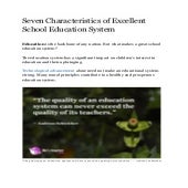 Seven Characteristics of Excellent School Education System | PDF