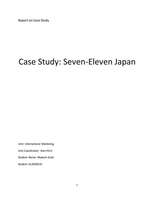 7eleven - Supply Chain Case study, supply chain strategies | PPTX