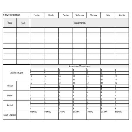 7 Habits Weekly Planner Template Weekly Planner. Schedule Homework
