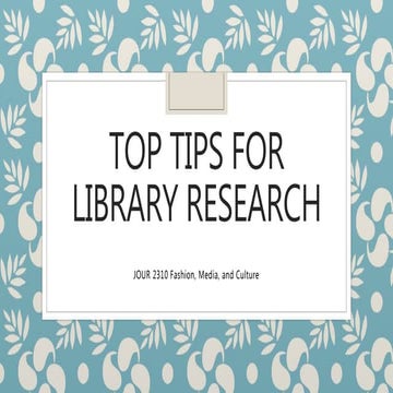 Top tips for library research | PPT