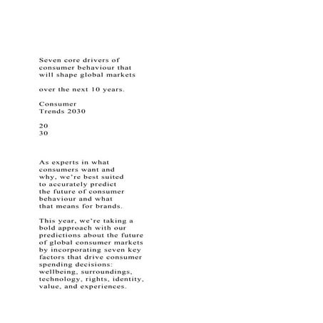Seven core drivers of consumer behaviour that will shape g.docx ...