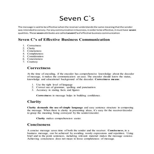 The seven c