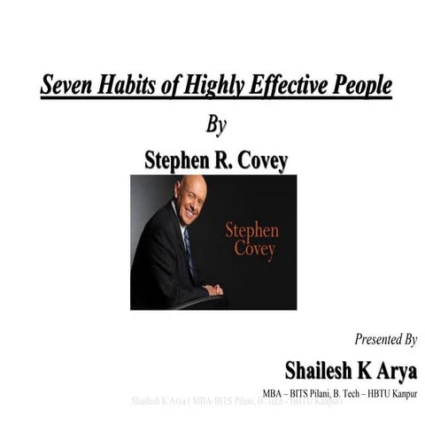 Seven Habits of Highly Effective People | PDF