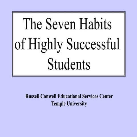 Seven habits of successful students | PDF