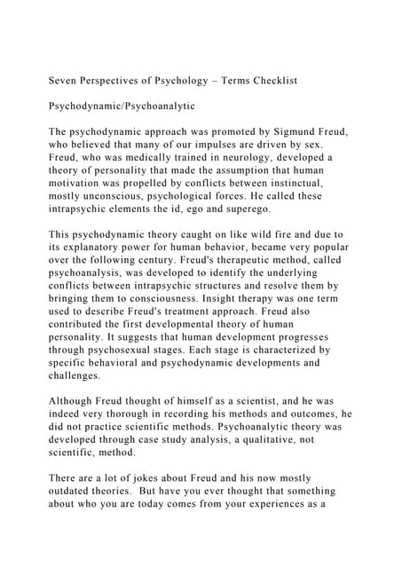 Major perspectives of psychology | PPTX