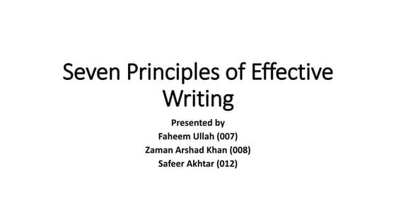 Seven principles of effective writing | PPT