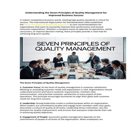 Understanding the Seven Principles of Quality Management | PDF