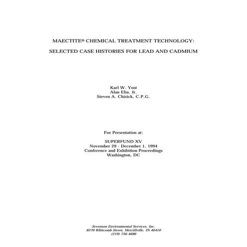 MAECTITE Chemical Fixation/Stabilization for Lead-Cadmium & Heavy ...