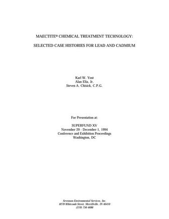 Advances in Heavy Metal Fixation, Chemical Treatment/Crystallization ...