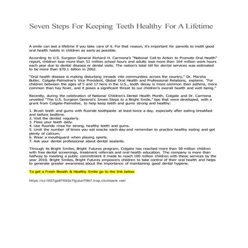 Seven steps for keeping teeth healthy for a lifetime | DOCX