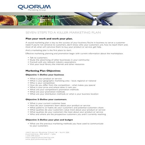 Seven Steps To A Killer Marketing Plan Pdf