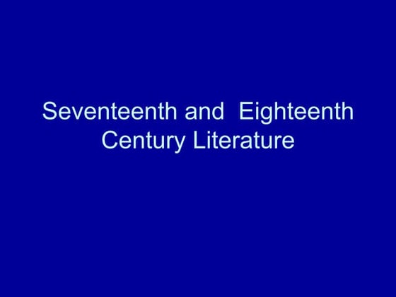 The Restoration And The 18th Century | PPT