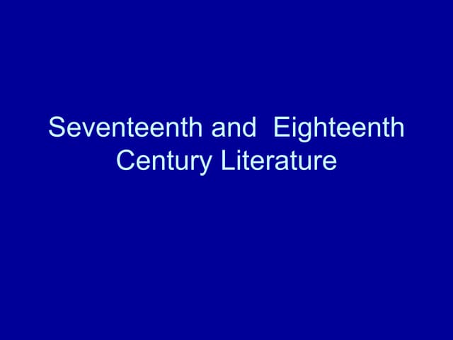 The Restoration And The 18th Century | PPT