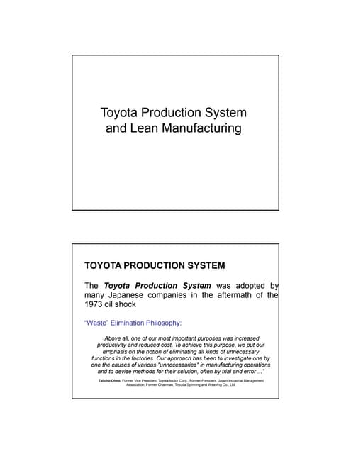 The Toyota Production System - A Transition from Mass Production to ...