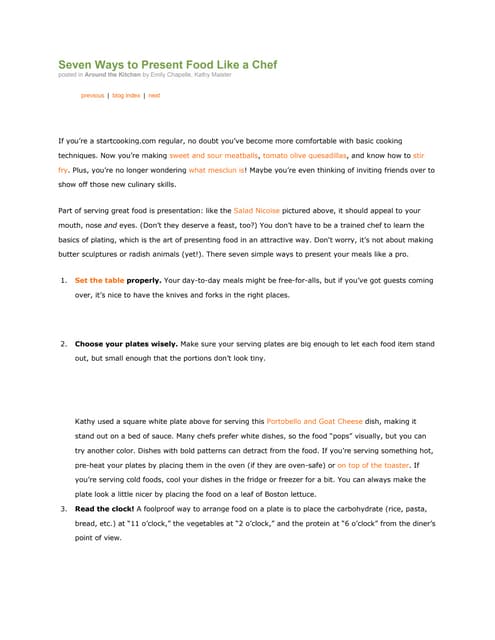 SIMPLE WAYS TO PRESENT FOOD LIKE A CHEF.pptx