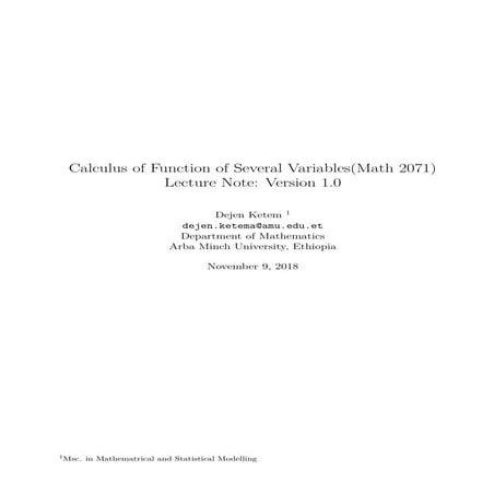 Calculus A Functions Of Several Variables Pdf Physics Science
