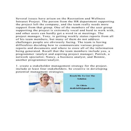 Several Issues Have Arisen On The Recreation And Wellness Intranetdocx