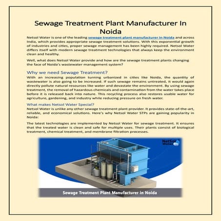 Sewage Treatment Plant Manufacturer In Noida.pdf