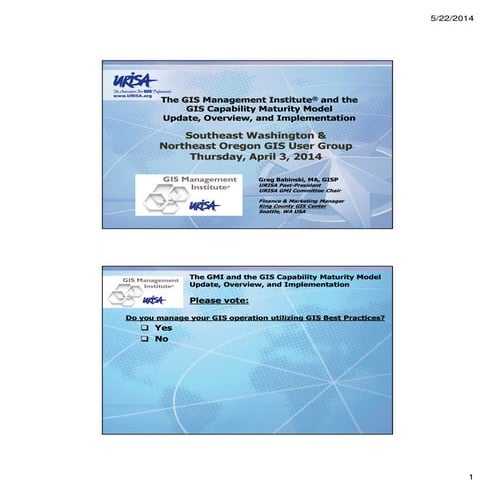 The GIS Management Institute® and the GIS Capability Maturity Model ...