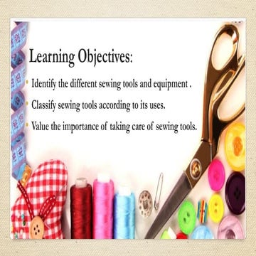 Sewing Tools and Equipment for grade 9 and 10 dressmaking | PPTX