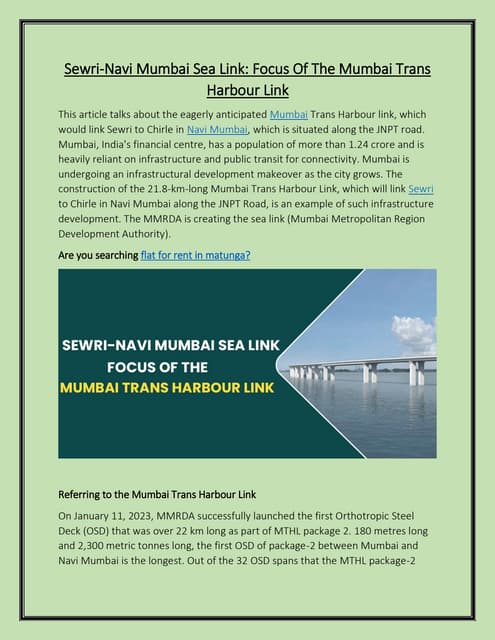 Bandra worli sea link case study | PPTX | Civil Engineering Industry | Industries
