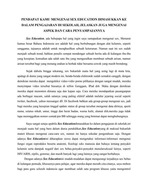 Sex Education Dalam Pengajaran Di Sekolah Pdf