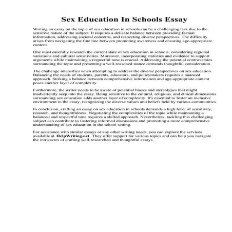 Sex Education In Schools Essay | PDF