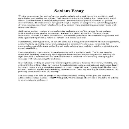 Sexism Essay | PDF