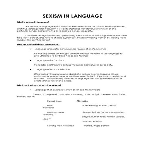 Sexism in language | DOC